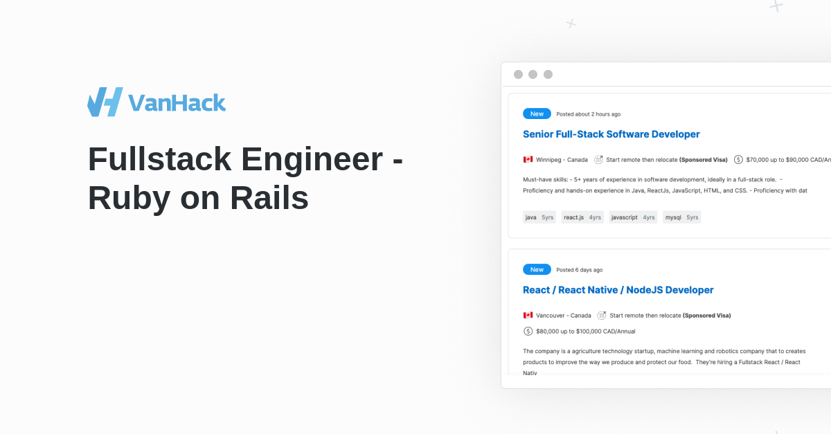 Fullstack Engineer - Ruby on Rails - VanHack